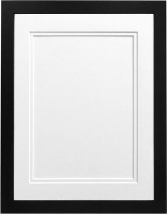 Frames by Post H7 Bilderrahmen Rahmen mit Weiß Doppel-Passepartout für Bildgröße 10 x 15 cm, schwarz, a4-p, Holz, schwarz, 12 x 10 Image Size 10 x 8 inch