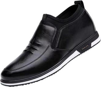 Generic Chaussures en cuir pour homme sans lacets &agrave; enfiler - Bout rond - Chaussures plates vintage antid&eacute;rapantes - Chaussures basses d&eacute;contract&eacute;es pour &eacute;v&eacute;n