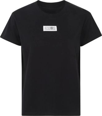 Maison Margiela Femme, Tops, Noir, Taille: 36 FR Numeric Cotton Jersey T-shirt