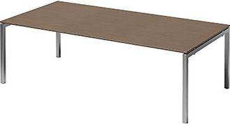 Bisley Cito Chefarbeitsplatz/Konferenztisch, 740 mm höhenfixes U-Gestell, Metall, Wn355 Dekor Nußbaum, Gestell Silber, 120 x 240 x 85 cm