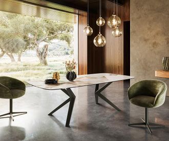 DELIFE Esstisch Edge Boot 240x120 Keramik Iris FMG Patagonia Lappato Zenthara Kantig Metall Effektfinish Titan, Esstische