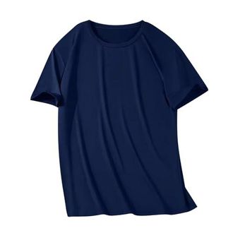 Generic T-shirt &agrave; col rond pour homme - Pull l&eacute;ger uni classique intelligent polyvalent d&eacute;contract&eacute; confortable respirant &agrave; manches courtes pour entra&icirc;nement 