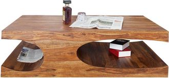 Invicta Interior Massiver Couchtisch CUBUS Sheesham Palisander Holz Stone Finish Holztisch Wohnzimmertisch