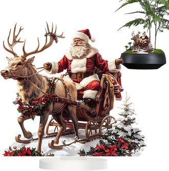 Generico Weihnachtsfigur des Weihnachtsmanns: Rentierszene aus Acryl, 2D-Weihnachtsausstellung, handgefertigt, St&uuml;ck mit Glitzerdetails, ideal f&uuml;r Tischdekorat
