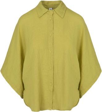 Bomboogie Femme, Blouses et Chemises, Jaune, Taille: 40 FR Chemise en lin coupe confort