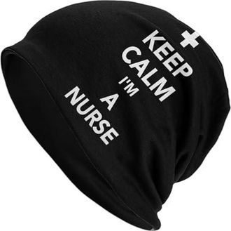 Generic Femme Homme Hiver Chapeaux Gardez Votre Calme, Je suis Infirmi&egrave;re Bonnets De Ski Classique Bonnets Tricot&eacute; Mode Bonnet dhiver pour Course Ski Patinage