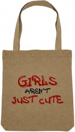 Fabulous Sac Shopping Tote Bag Aspect Lin - Girls arent just Cute F&eacute;minisme - Sac de Courses Toile Epaisse 360g Beige Naturel Cabas Port&eacute; Epaule Solide Imprim&eacute;