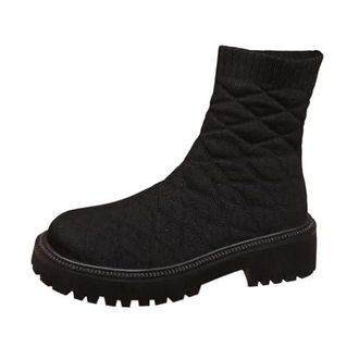 Generic Bottines Chelsea en tricot extensible pour femme - &Eacute;l&eacute;gantes - Bout rond - Respirantes - Talon bas - Antid&eacute;rapantes - Confortables - Large largeur - P