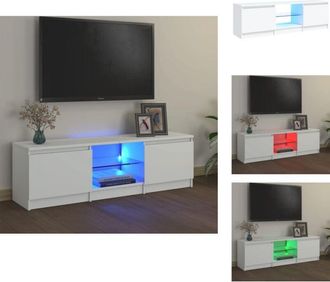 vidaXL Vidaxl - TV-Schrank mit LED-Leuchten Weiß 120x30x35,5 cm - tv Schrank - Holzwerkstoff Möbel - Weißer tv Stand - led Beleuchtung - Wohnzimmer