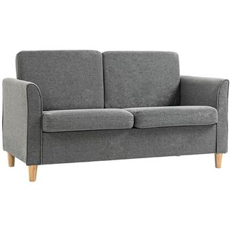 HOMCOM 2 Sitzer Sofa, Couch mit Holzbeine, Leinenoptik, Gepolsterter Polstersofa, Doppelsofa im Modern-Stil f&uuml;r Wohnzimmer, Schlafzimmer, Grau