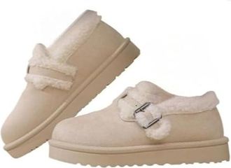 Generic Bottines dhiver décontractées pour femme avec doublure en fausse fourrure avec boucle en métal, Blanc nuage., 40 EU