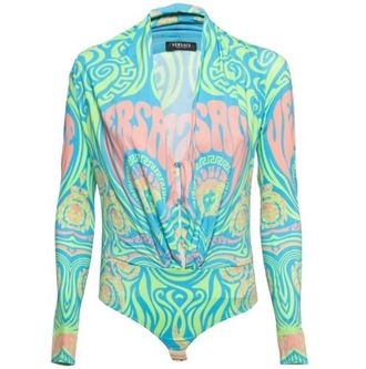 Versace Multicoloured Draped Bodysuit Size XS