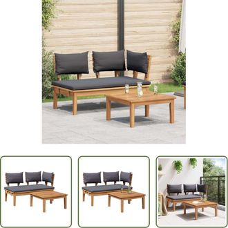 vidaXL vidaXL Teakholz - Gartenbank und Tischset 2 pcs Grau und Braun Massivholz Teak