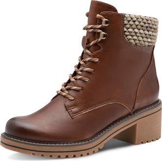 Marco Tozzi Marco Tozzi Damen Stiefeletten zum Schnüren mit Blockabsatz Bequem, Braun (Cognac Comb), 40 EU
