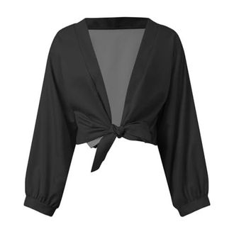 Generic Robes boh&egrave;me 2026 pour femmes, cardigan d&eacute;t&eacute; tendance d&eacute;grad&eacute; &agrave; manches longues ouvert sur le devant, cardigan l&eacute;ger &agrave; nouer, Noir, XXL