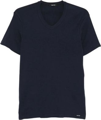 Tom Ford Homme, Tops, Bleu, Taille: 2XL T-shirt &agrave; Col en V