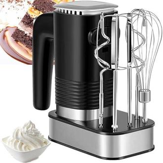 Generic Mélangeur électrique à main, 800 W, 5 vitesses réglables, mélangeur alimentaire de cuisine avec 5 accessoires (batteurs, crochets à pâte, fouets) pour