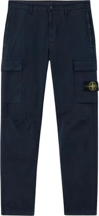 Stone Island Homme, Pantalons, Bleu, Taille: W30 Pantalon en serg&eacute; de coton stretch
