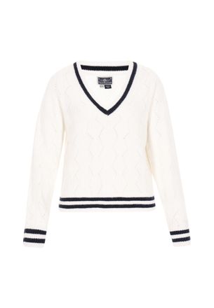 Dreimaster Dreimaster Pullover Frauen Cremewei&szlig;, Marineblau