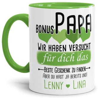 Tassendruck Geschenk Tasse mit Spruch PERSONALISIERT - Bestes Geschenk f&uuml;r Bonus-Papa von Kindern - Kaffee-Tasse/Geschenkidee Geburtstag Vatertag/Vatertagsgeschen