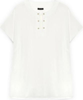 Fiorella Rubino Femme, Blouses et Chemises, Blanc, Taille: 46 FR T-shirt en viscose avec d&eacute;tail de perles