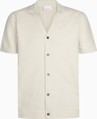 Profuomo Strick-Kurzarmhemd mit Variokragen und Perlmuttkn&ouml;pfen in