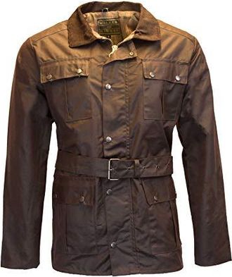 Walker and Hawkes Walker & Hawkes - Veste cirée pour Homme - Ceinture/4 Poches/imperméable - Style Motard - Marron - XXX-Large
