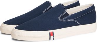 Tommy Jeans Slipper TOMMY JEANS ARCHIVE VULC. Y2K SLIP ON, Herren, Gr. 40, dunkelblau, Textil, unifarben mit Farbeinsatz, Schuhe Slipper, Freizeitschuh, Halbschuh