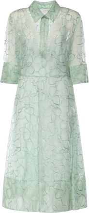 Genny Femme, Robes, Vert, Taille: 48 FR Robe en organza brod&eacute;e dorchid&eacute;es