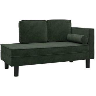 vidaXL Chaiselongue mit Kissen und Nackenrolle Dunkelgr&uuml;n Samt vidaXL