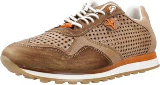 Cetti Baskets Basses Luxe en Cuir perfor&eacute; Beige &agrave; Semelle Running et Lacets &eacute;lastiqu&eacute;s - Taille 44