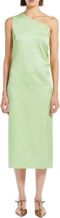 Max Mara Robe asym&eacute;trique en satin envers - Femme - Robes - Vert - Taille: 38 FR