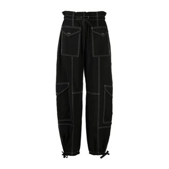 Ganni Leichte Hose aus Slub-Gewebe - - Trousers - Damen - Schwarzk - XS