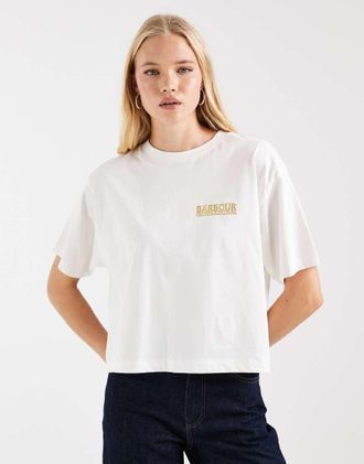 Barbour Amaya t-shirt &agrave; manches courtes avec logo en &eacute;cru-Blanc