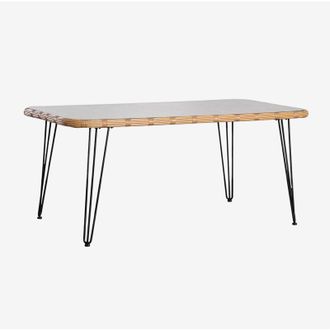 Sklum Sklum - Rechteckiger Gartentisch 180x90 cm aus synthetischem Rattan Leribert Nat&uuml;rlich