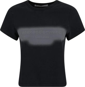 Alexander Wang Femme, Tops, Noir, Taille: 38 FR T-shirt Court &agrave; Graphique en Relief