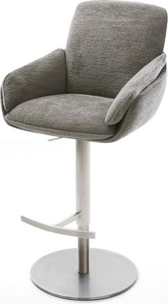DELIFE Barstuhl Luan-Flex Boucl&eacute; Soft Schlamm Drehfu&szlig; h&ouml;henverstellbar Edelstahl Silberfarben, Barst&uuml;hle