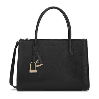 Kazar Kazar Schwarze Tasche aus der Classic Line mit dekorativem Vorh&auml;ngeschloss - - Bags - Damen - Schwarzk - ONE SIZE