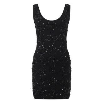 Philipp Plein Mini Tank Kleid Rhomb Flowers Strass - - Dresses - Damen - Schwarzk - M