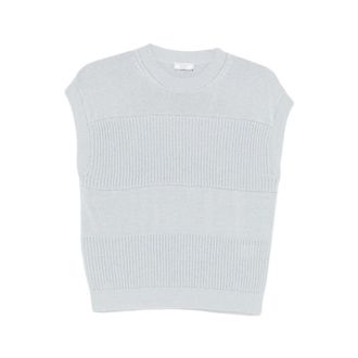 PESERICO Geripptes Top - - Knitwear - Damen - Blau - 2XL