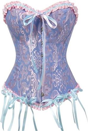 Generico Corset Femme Élégant Push Up Os En Plastique Vintage Ceinture Corset Modélisant Minceur Médiéval Corsage Top Gothique Satin Dentelle Up Bustiers Ceint