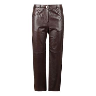 Max Mara Pesca Leather Pantalons - Femme - Pantalons - Brun - Taille: 36 FR