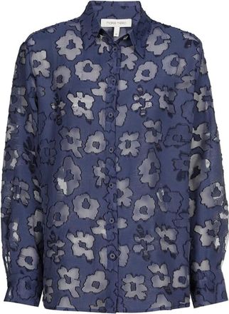 Marie M&eacute;ro Femme, Blouses et Chemises, Bleu, Taille: 42 FR Chemise Transparente avec Imprim&eacute; Floral