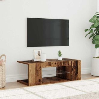 vidaXL Vidaxl - Meuble tv avec lumi&egrave;res led vieux bois bois ding&eacute;nierie