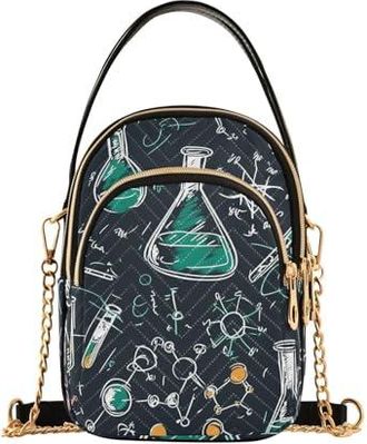 Mnsruu Sac à bandoulière pour femme - Formule de laboratoire chimique - Sac à dos à bandoulière vert - Petit sac à bandoulière avec sangle réglable