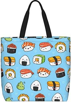 Generic Sac Fourre-Tout Sushi Et Sashimi Sac De Shopping Personnaliser Avec Poign&eacute;es Sacs En Toile, Pour Femmes, &Eacute;cole, Voyage, Tous Les Jours