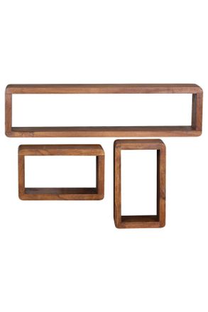 MID.YOU Mid.you Wandregalset, Sheesham, Holz, Sheesham, massiv, 80x20x15 cm, FSC MIX, h&auml;ngend, Wohnzimmer, Regale, Wandregale