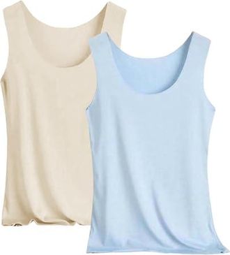 Generic Lot de 2 d&eacute;bardeurs d&eacute;t&eacute; respirants sans coutures pour femme - Sous-v&ecirc;tements basiques sans manches - Grandes tailles - T-shirt fonctionnel pour le yo