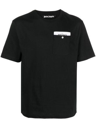 Palm Angels t-shirt en coton &agrave; bandes logo - Noir