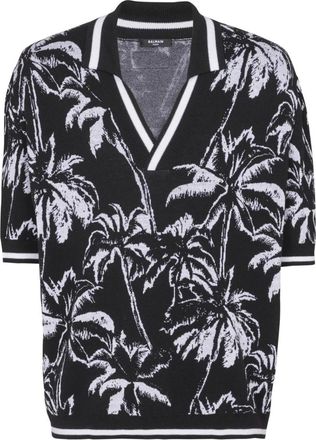 Balmain Homme, Pulls, Noir, Taille: L Palm Knit Polo